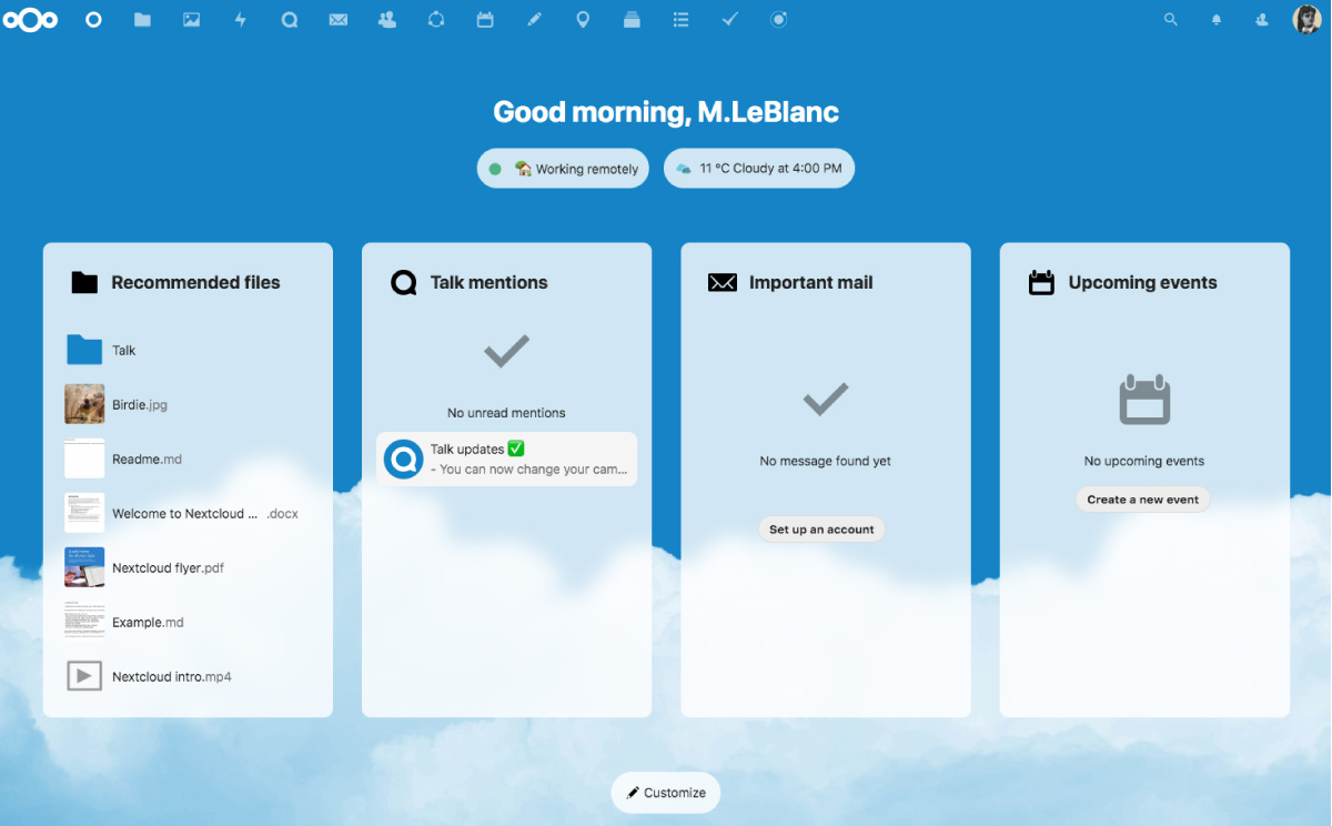 Nextcloud Dashboard | canWork Cloud